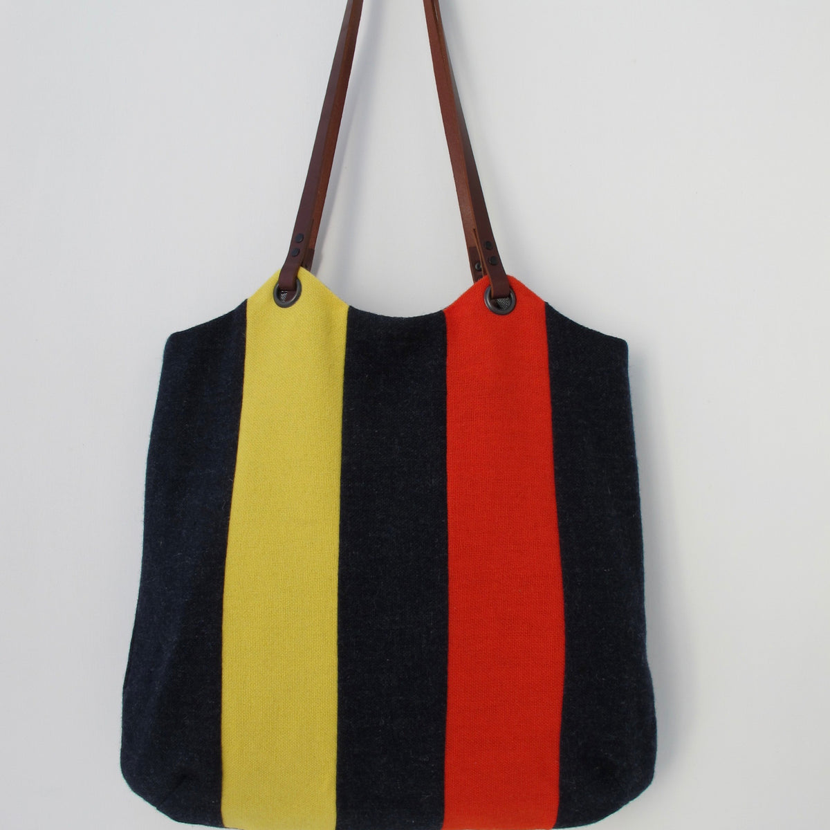 Patchwork Tote Bag - indigo, red & yellow stripe – THE WELSH GIRL